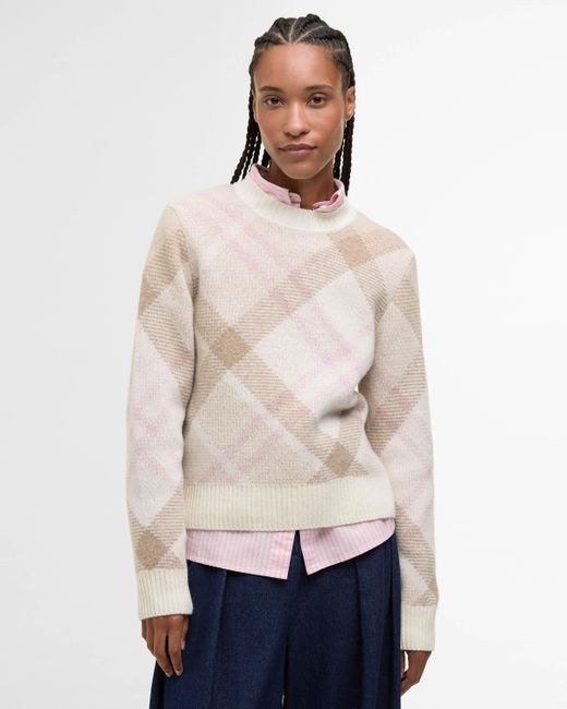 Barbour Sara Knitted Jumper in Natural | Lyst UK