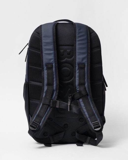 BOSS Stormy Faux Leather Backpack With Logo Details in Blue for Men | Lyst