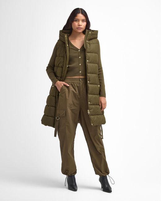 Barbour Greyson Long Puffer Gilet in Green | Lyst