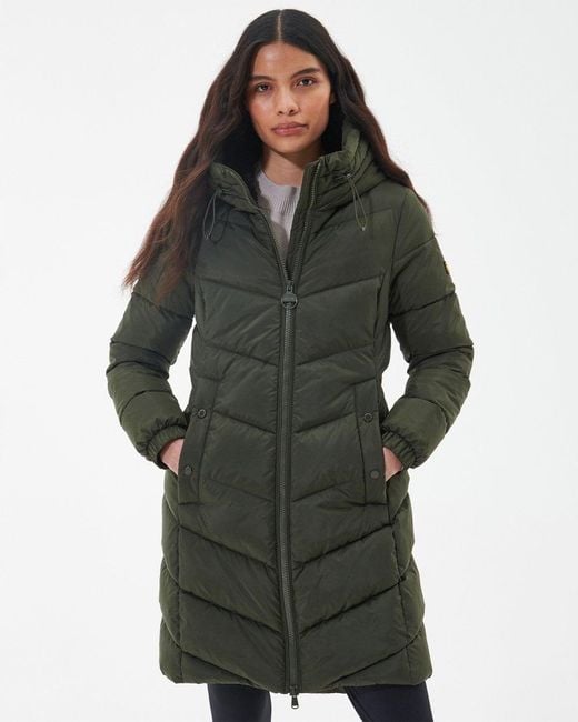 Barbour Longline Boston Quilted Jacket in Green Lyst UK