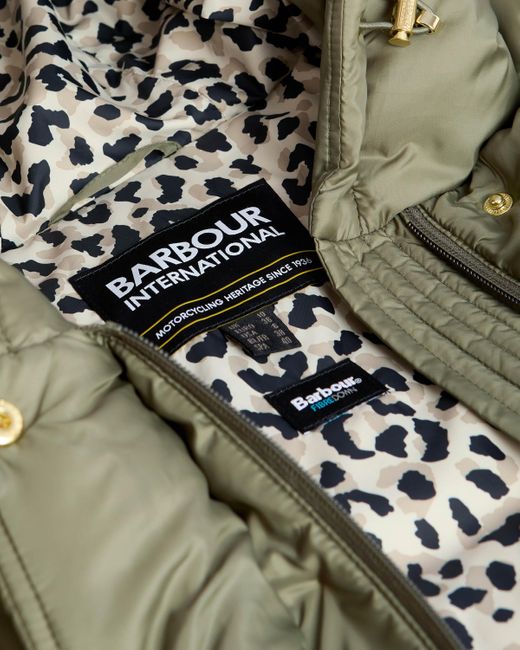 Barbour Short Track Line Puffer Jacket in Green | Lyst UK