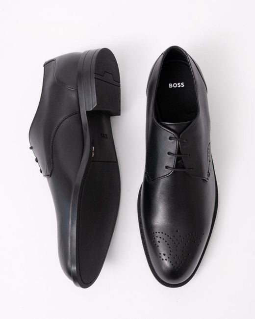 BOSS Boss Tayil Burnished Leather Derby Shoes 001 in Black for Men | Lyst