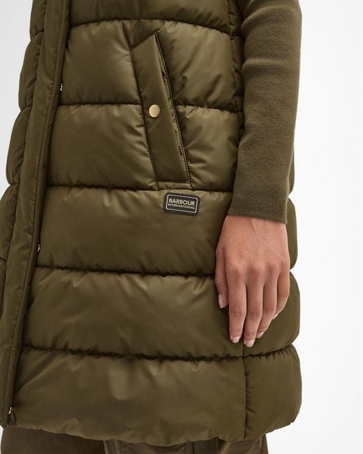 Barbour Greyson Long Puffer Gilet in Green | Lyst