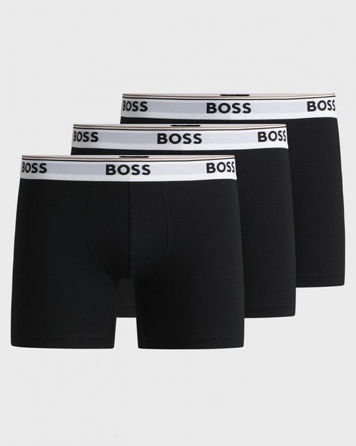 BOSS Power Three Pack Stretch Cotton Boxer Briefs With Logos Nos Size ...