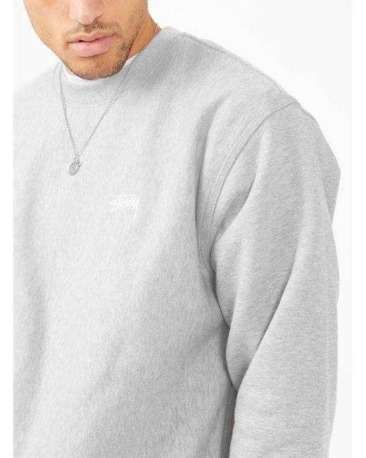 Stussy Stock Logo Sweatshirt Heather Grey in Gray for Men | Lyst