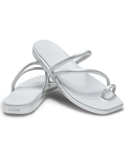 Crocs™ Miami Metallic Toe Loop Sandal in Black | Lyst
