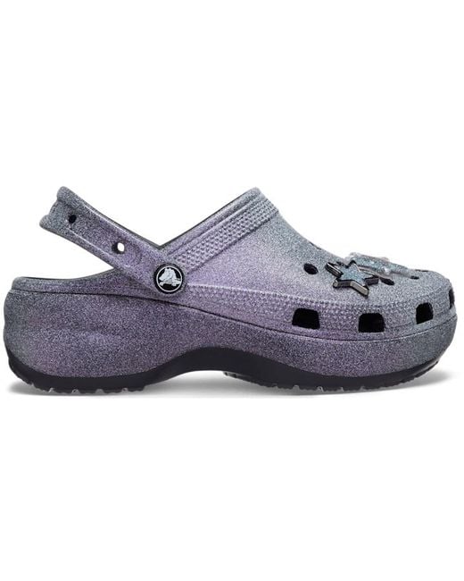 Crocs™ Classic Platform Iridescent Glitter Embellished Clog in Blue | Lyst