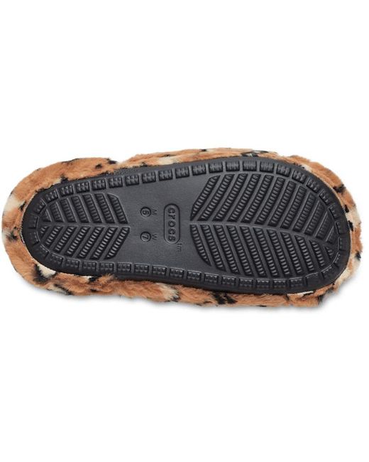 Crocs™ Classic Leopard Fur Slide; Leopard in Black | Lyst