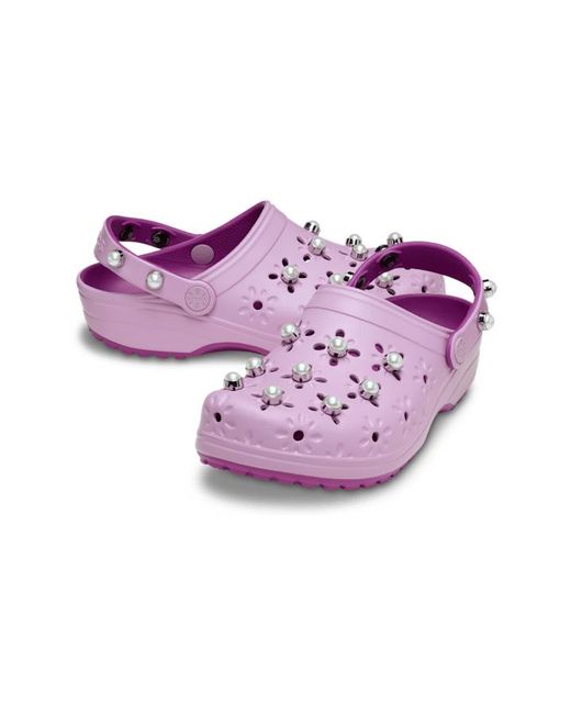 Crocs™ Classic Floral Cut Out Elevated Clog; Hydrangea in Purple | Lyst