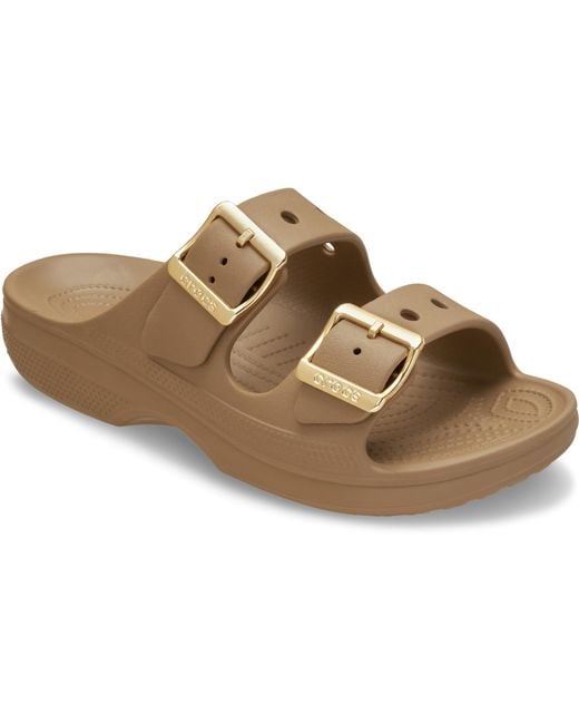 Crocs™ Metallic Buckle Saturday Sandal in Black | Lyst