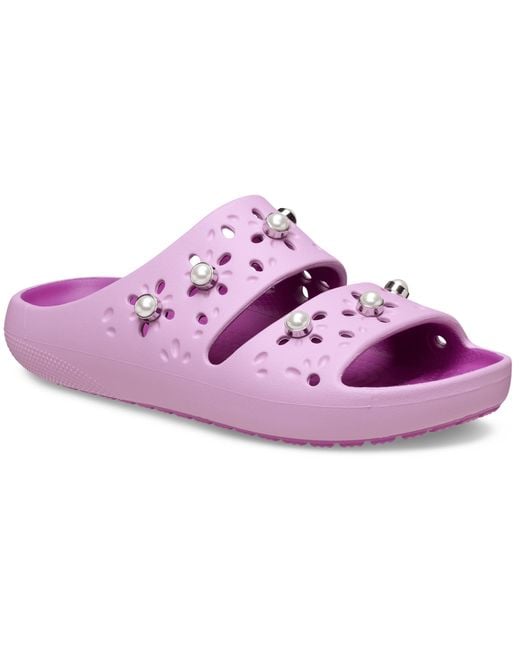 Crocs™ Classic Floral Cutout Elevated Sandal 2.0; Hydrangea in Purple ...