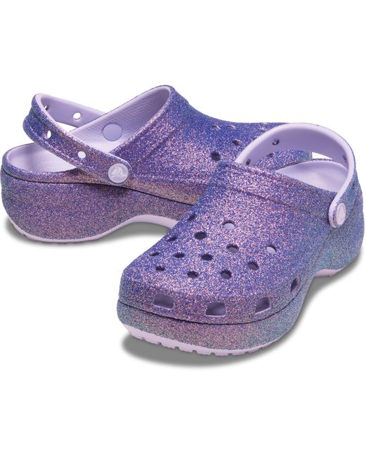 Crocs™ Classic Platform Iridescent Glitter Clog in Purple | Lyst