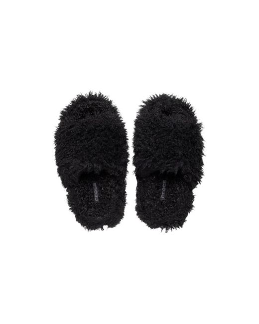 Crocs™ Classic Shaggy Fur Slide in Black | Lyst