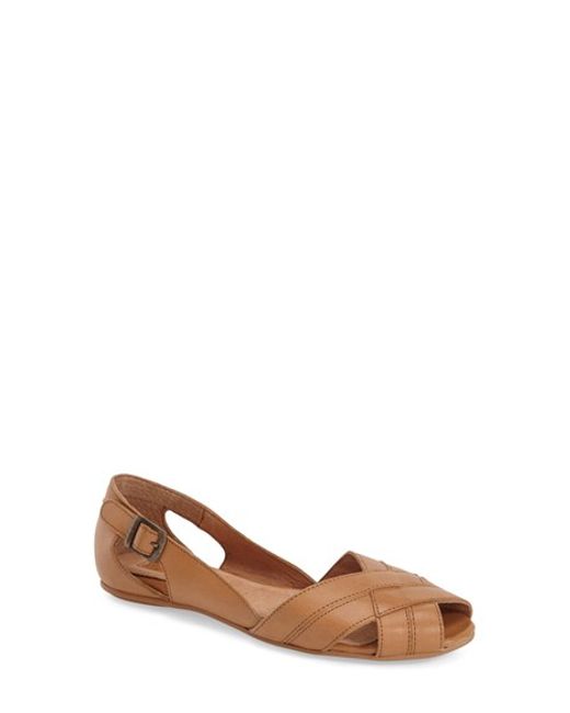 Topshop Ottie Peep Toe Ballet Flats In Brown Tan Lyst