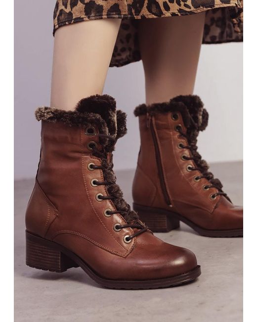 Moda In Pelle Alpinne Tan Leather Tall Ankle Boots in Brown | Lyst UK