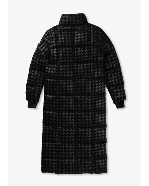 Holland Cooper Crawford Longline Houndstooth Flocked Coat in Black | Lyst