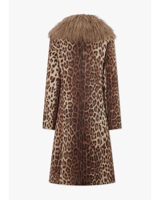 Charlotte Simone Naomi Leopard Print Caramel Longline Coat in Brown | Lyst