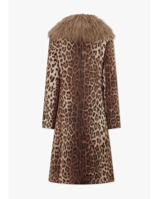 Charlotte Simone Naomi Leopard Print Caramel Longline Coat in Brown | Lyst