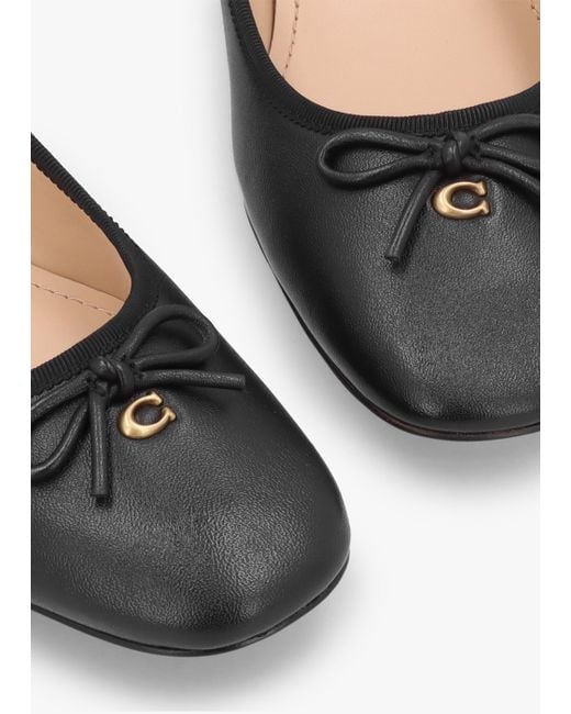 COACH Ava Leather Low Heel Ballet Pumps , Leather in White | Lyst