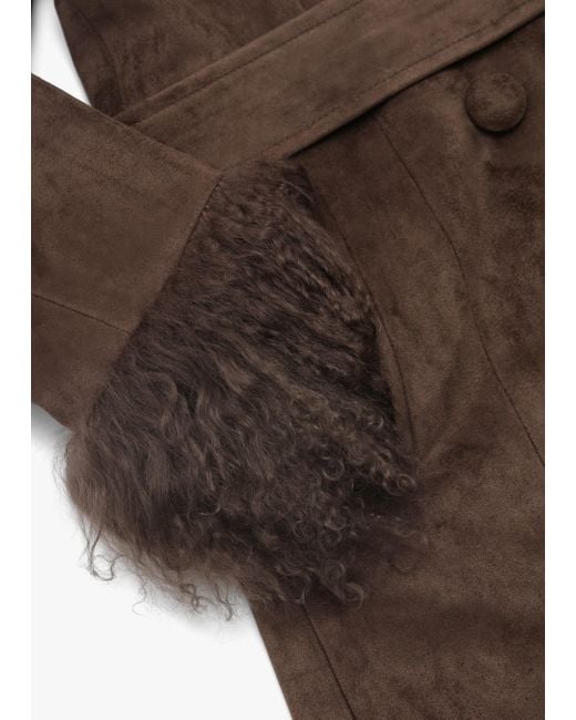 Charlotte Simone Penny Ii 70's Greige Mongolian Lambswool Longline Coat ...