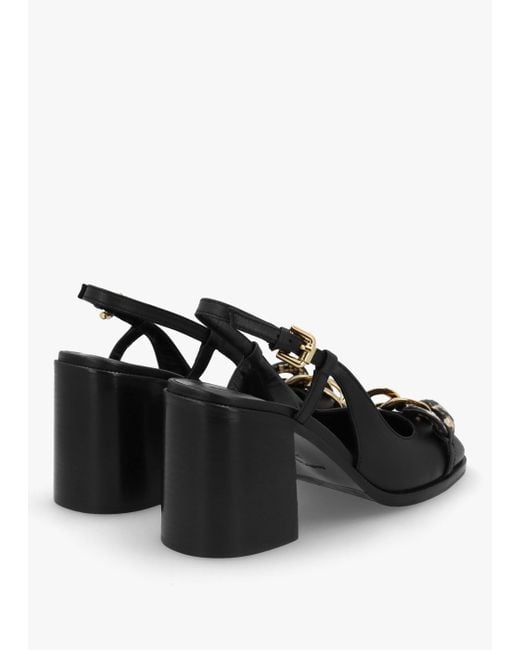 See By Chloé Chain Line Black Leather Block Heel Pumps | Lyst