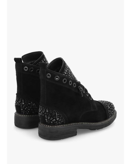 Daniel Angel Black Suede Diamante Embellished Ankle Boots | Lyst