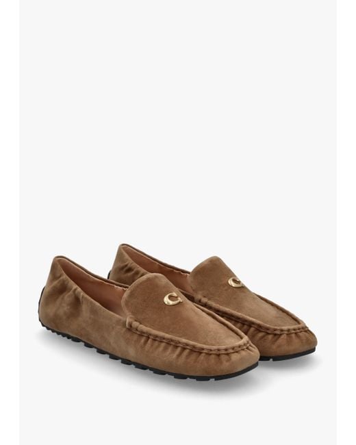 COACH Ronnie Coconut Suede Loafers in Brown | Lyst