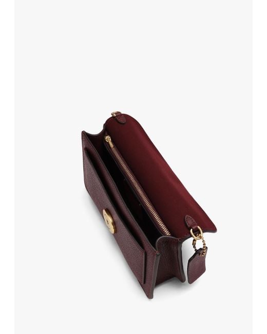 COACH Tabby Merlot Leather Chain Clutch Bag in Purple | Lyst