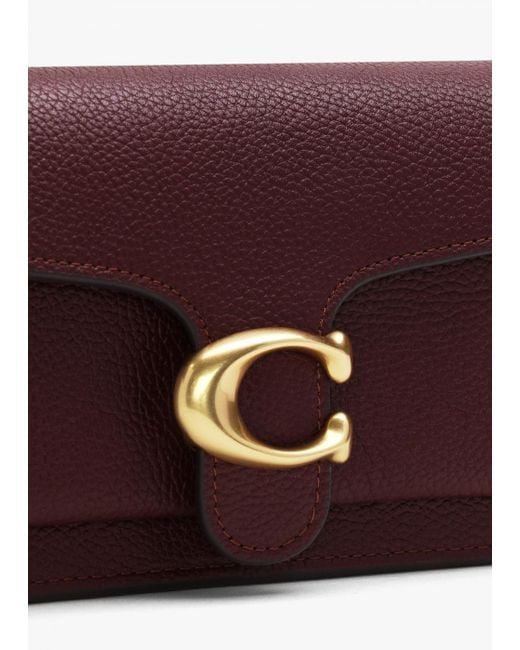 COACH Tabby Merlot Leather Chain Clutch Bag in Purple | Lyst