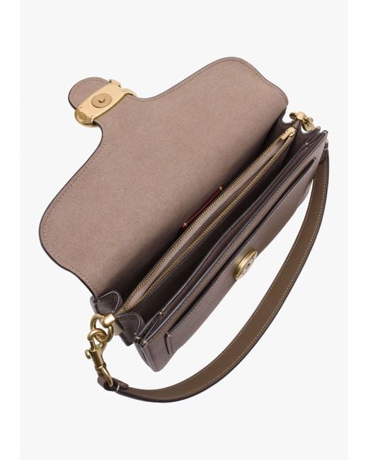COACH Tabby 26 Dark Stone Leather Shoulder Bag in Brown | Lyst