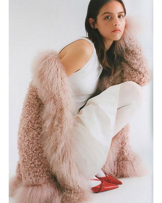 Charlotte Simone Bonnie Pastel Pink Curley Mid-length Coat | Lyst UK