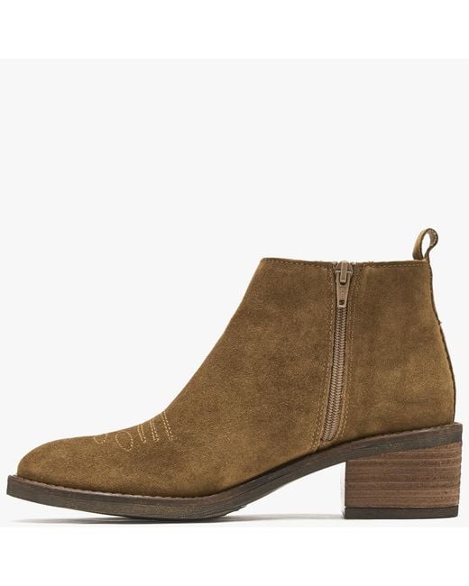 Alpe Ackie Tan Suede Western Ankle Boots in Brown | Lyst