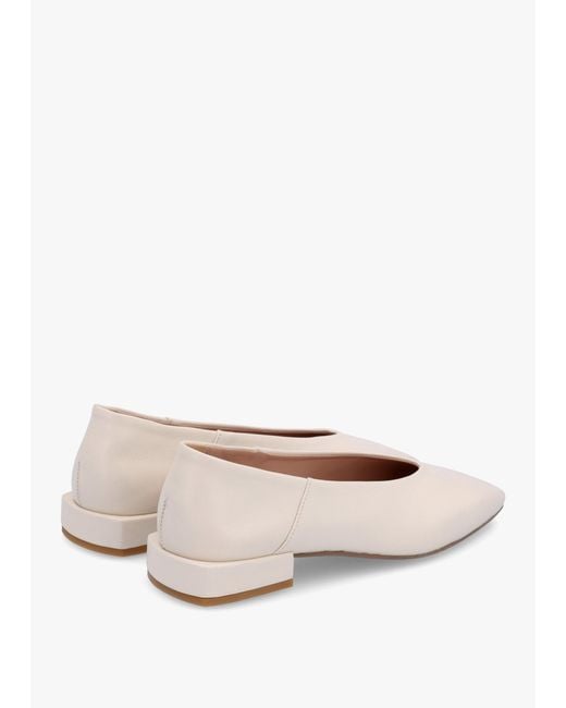 Daniel Saria Cream Leather Square Toe Ballet Pumps in Natural | Lyst UK