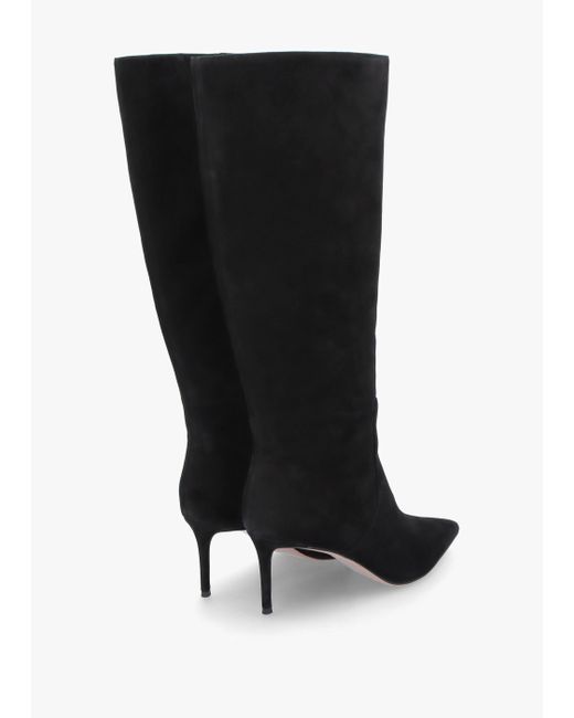 Daniel Saffia Black Suede Slim Heel Knee Boots | Lyst