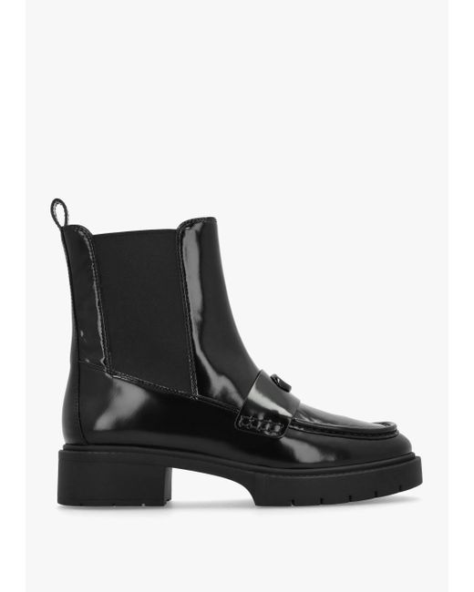 COACH Louisa Black Leather Chelsea Boots | Lyst