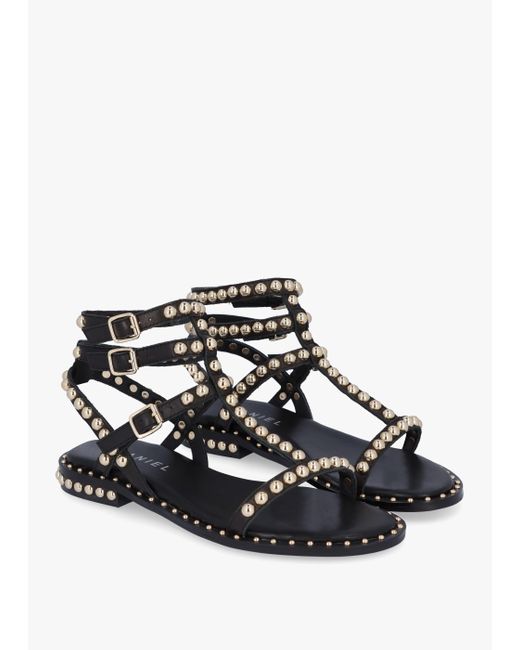 Daniel Eternal Black Leather Studded Gladiator Sandals | Lyst UK