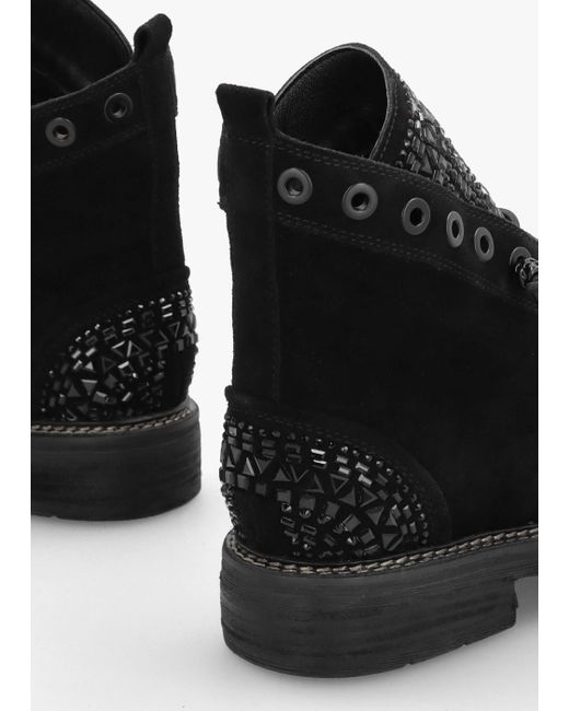 Daniel Angel Black Suede Diamante Embellished Ankle Boots | Lyst