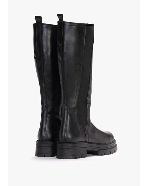 Daniel Issa Black Leather Knee High Chelsea Boots | Lyst