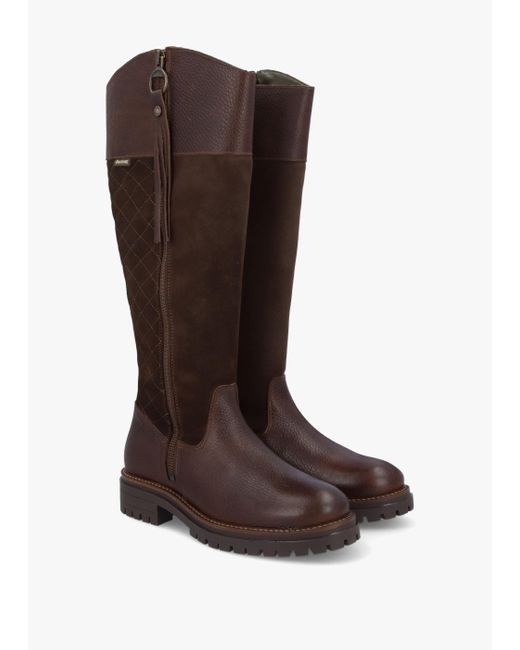 Barbour Ingrid Dark Knee High Boots in Brown | Lyst UK