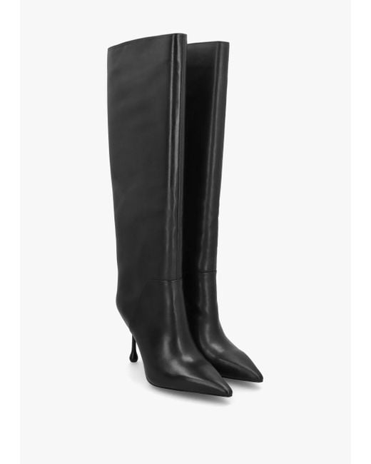 Daniel Elodie Black Leather Sculpted Heel Knee Boots | Lyst