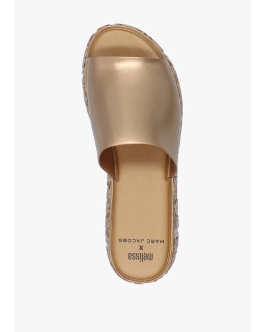 Marc Jacobs X Melissa Becky Gold Slab Sole Mules in White | Lyst