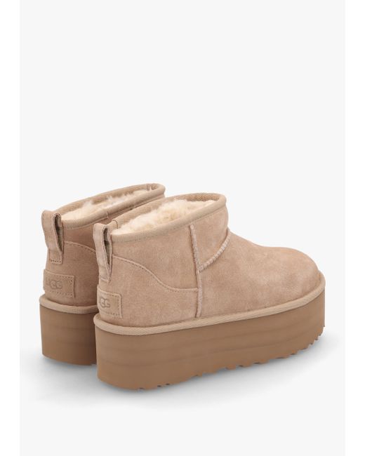 UGG Classic Ultra Mini Sand Platform Boots in Brown | Lyst