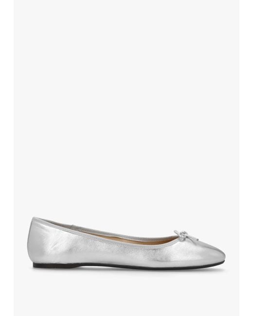 COACH Abigail Metallic Leather Ballet Pumps in White | Lyst