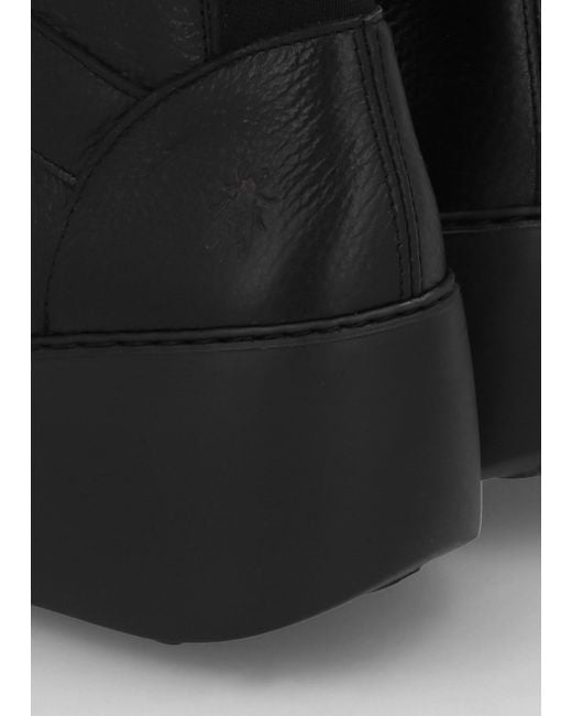 Fly London Dova Black Full Grain Leather Wedge Knee Boots | Lyst
