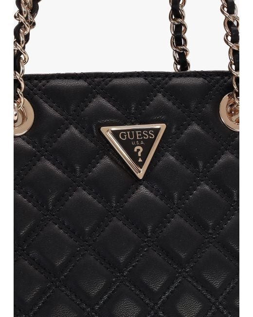 Guess Dome Black Quilted Shoulder Bag | Lyst UK
