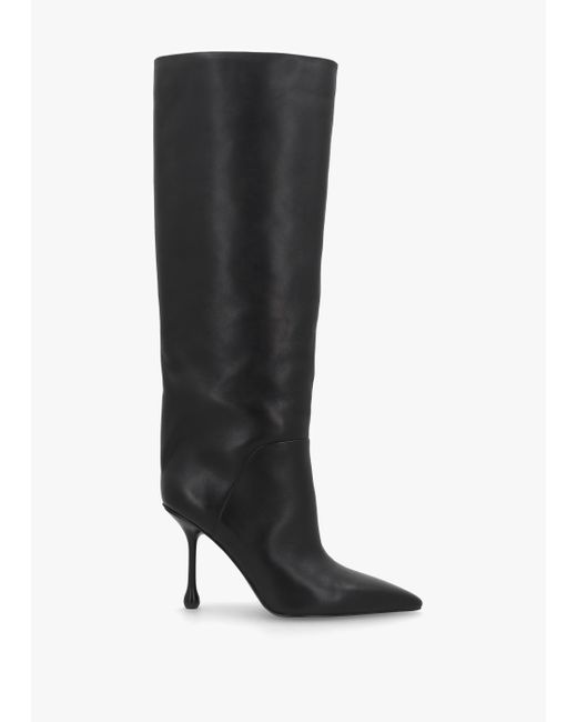 Daniel Elodie Black Leather Sculpted Heel Knee Boots | Lyst