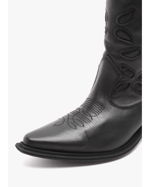 Daniel Kubra Cutout Black Leather Calf Height Cowboy Boots | Lyst