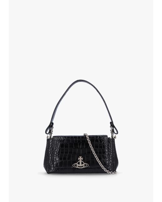 Vivienne Westwood Hazel Medium Croc Embossed Shoulder Bag , Reptile in Black | Lyst