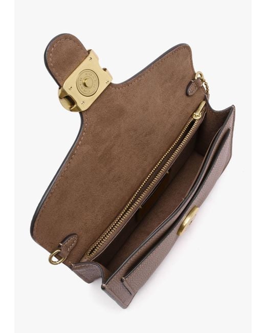 COACH Tabby Dark Stone Leather Chain Clutch Bag | Lyst