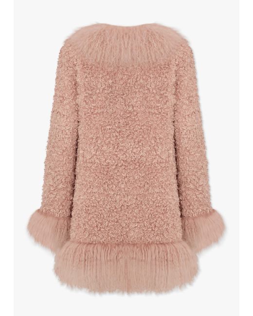 Charlotte Simone Bonnie Pastel Pink Curley Mid-length Coat | Lyst UK